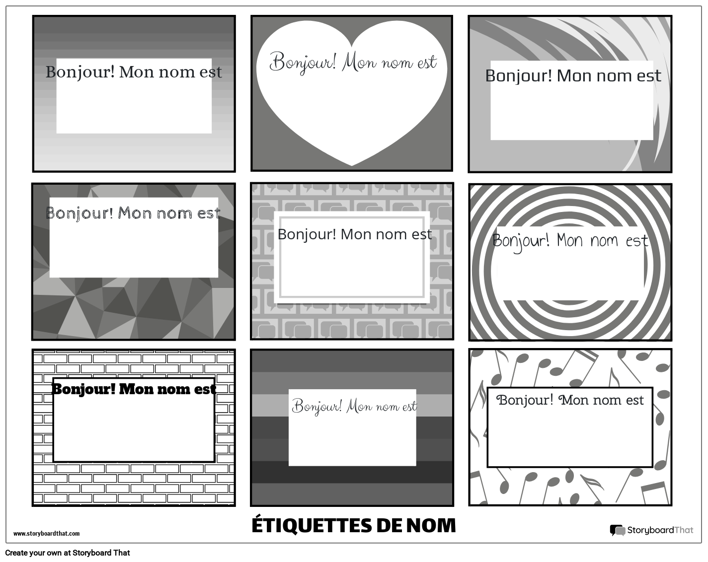 Modèles D'étiquettes de nom - Créateur D'étiquettes de nom en Ligne ...