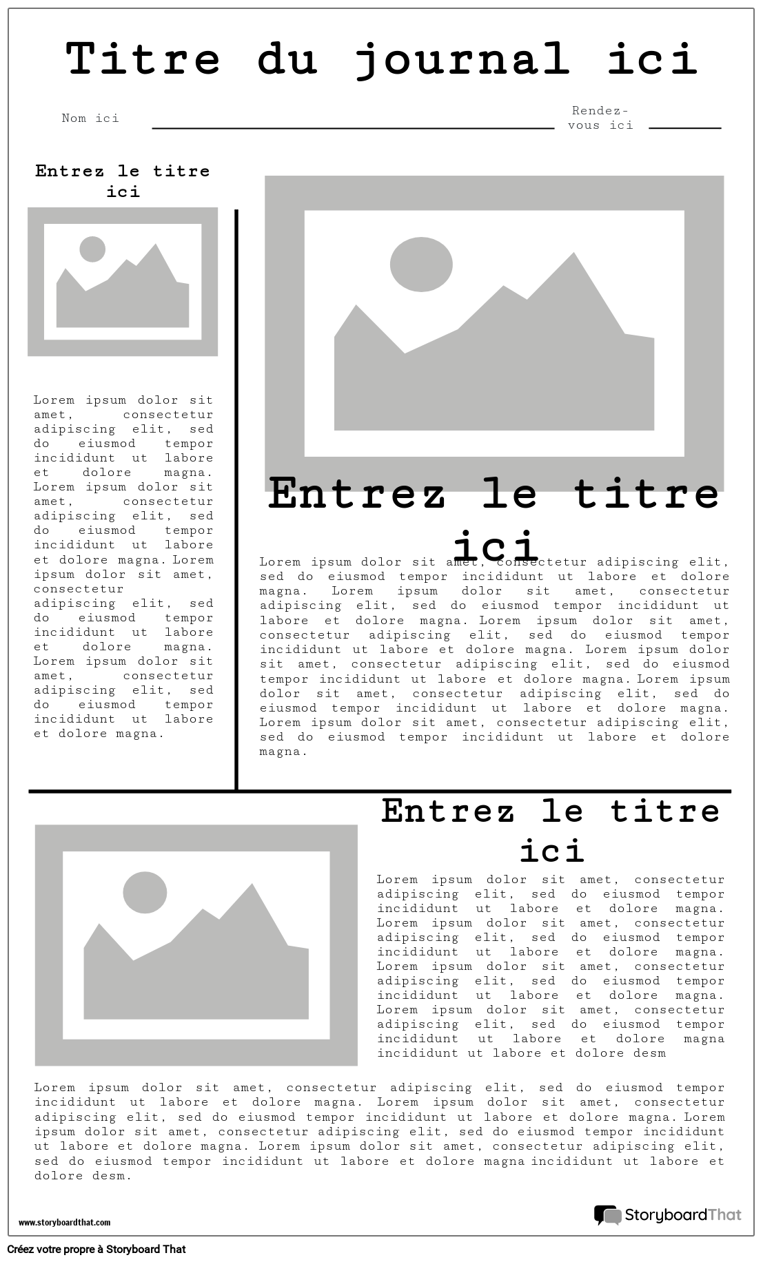 Nouveau Modèle de Journal de Création de Page 1