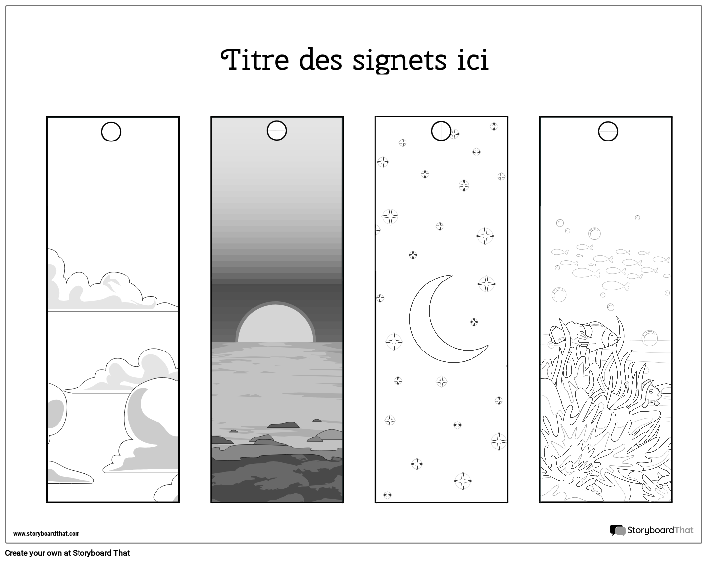 Nouveau modèle de signet de page de création 2 (noir et blanc)