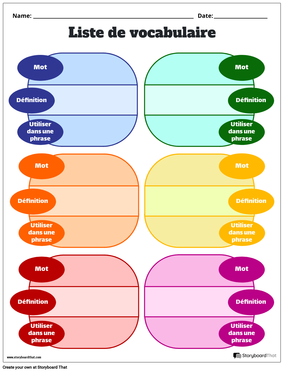 Nouveau Modèle de Vocabulaire de Page de Création 3