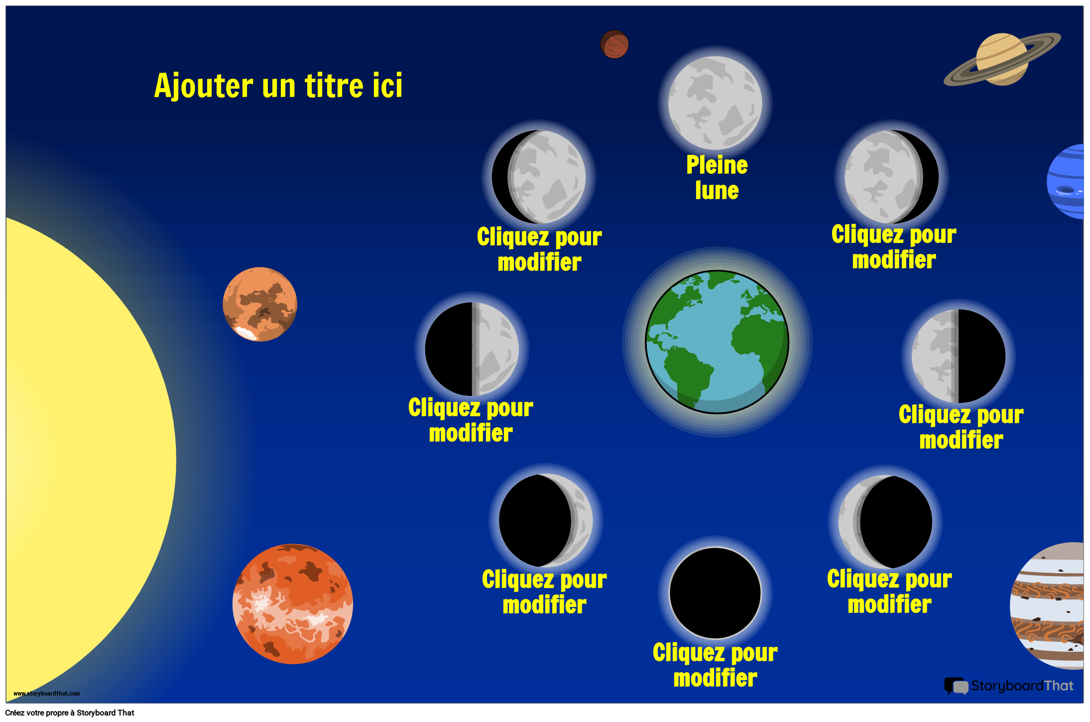 Phases De La Lune Moon Phases Chart Black And White Stock Photos