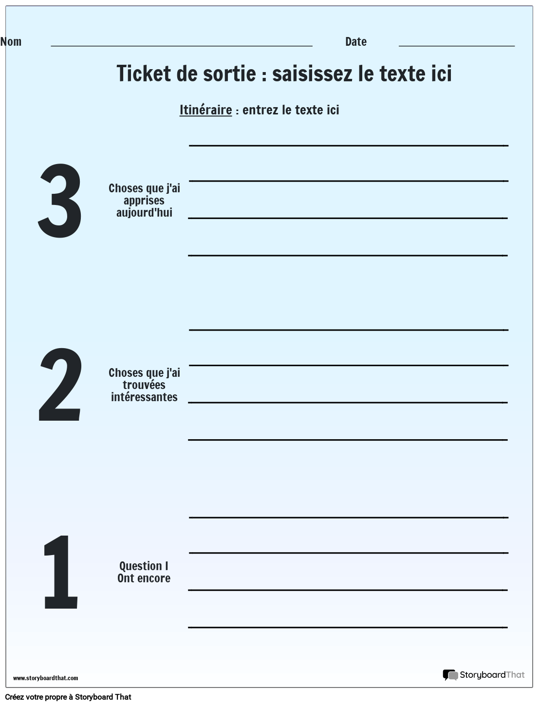 portrait couleur du ticket de sortie Storyboard