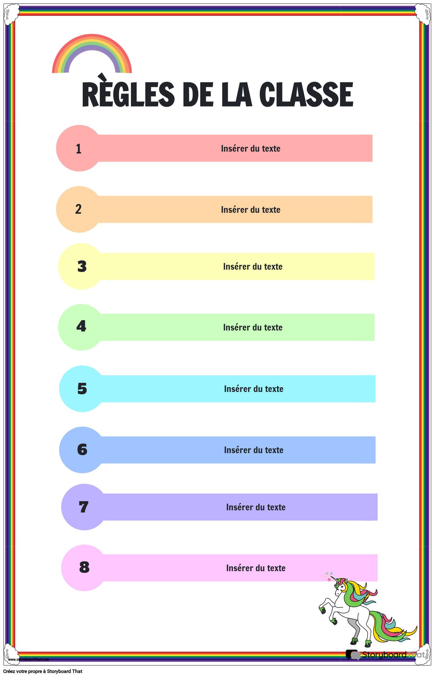 Règles de Classe Arc-en-ciel Poster Storyboard