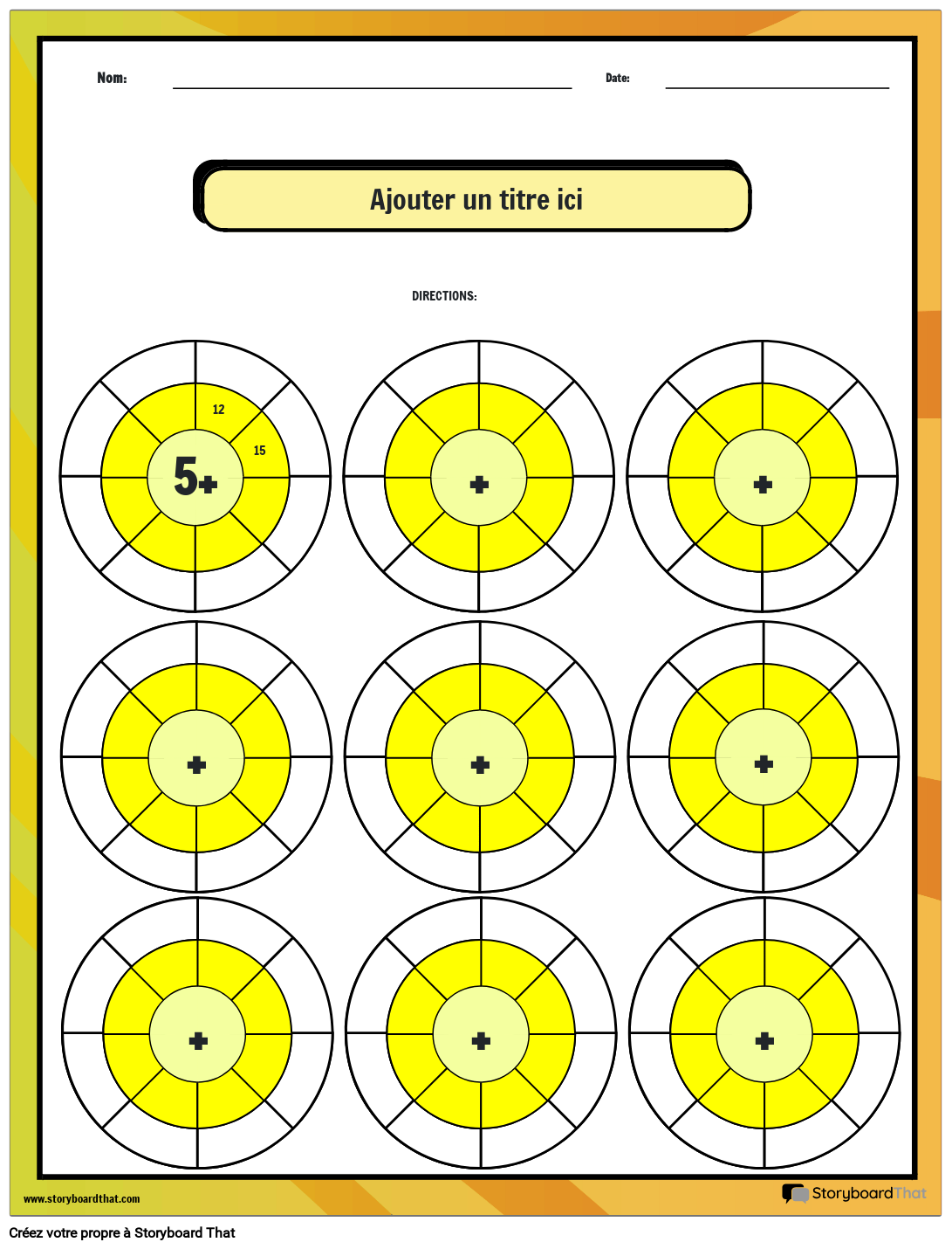 Roue D'addition - Feuille de Travail sur le jeu Mathématique