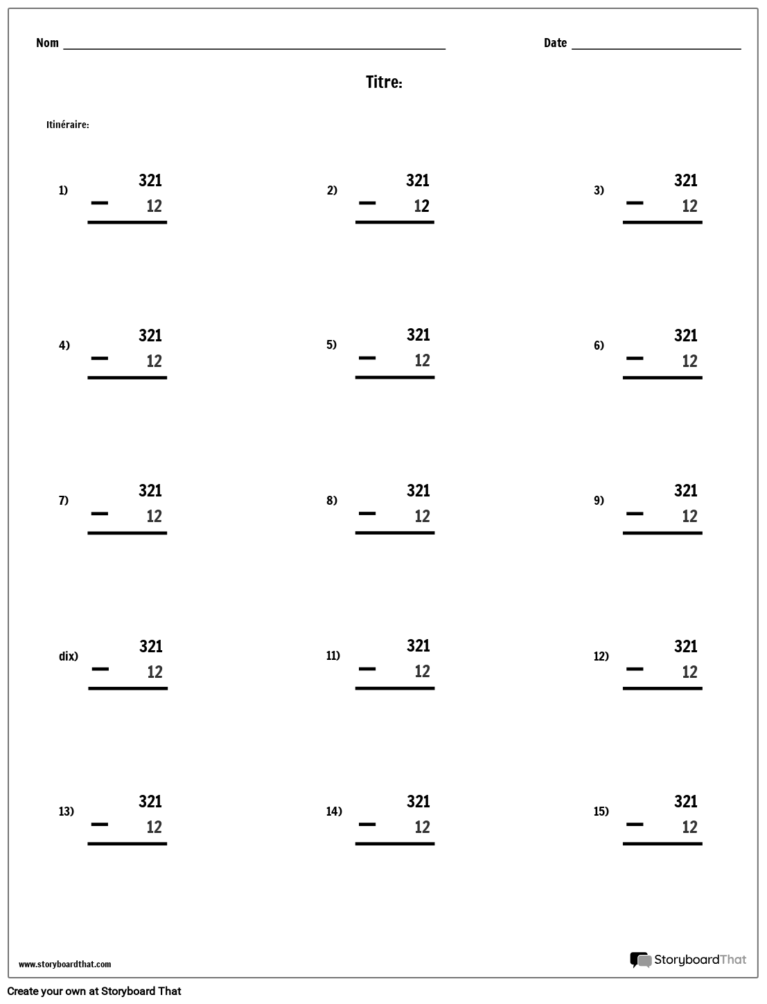 Soustraction - Valeur de Position Storyboard par fr-examples
