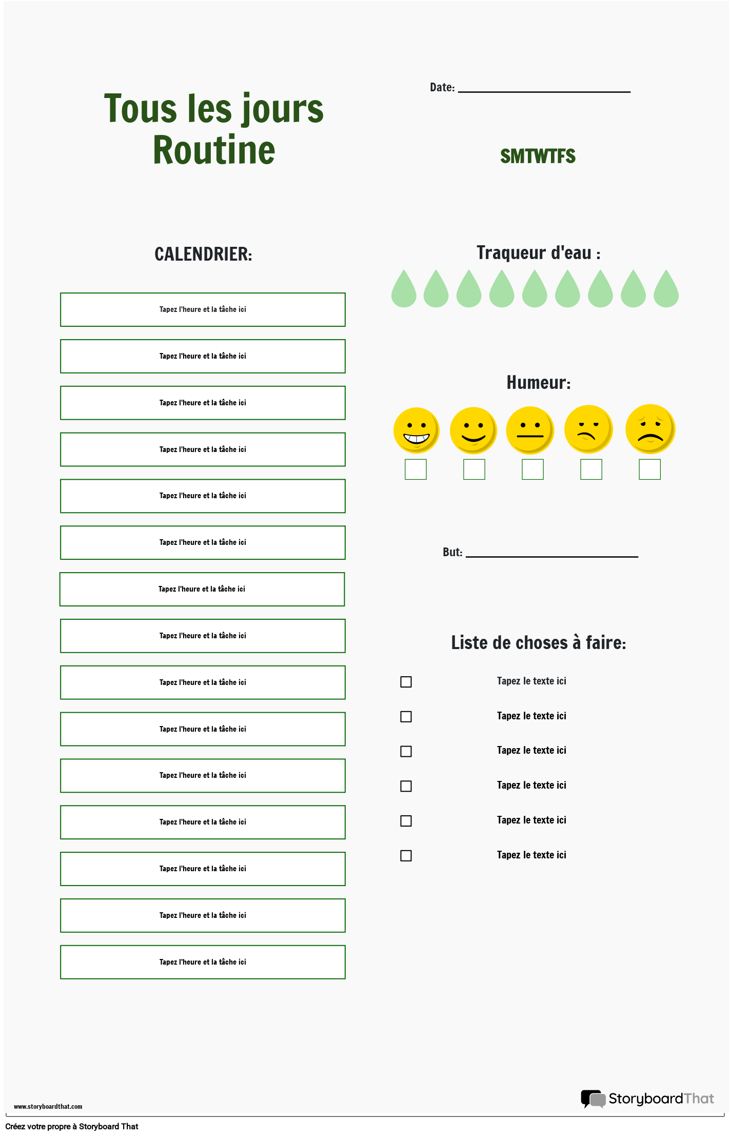 Suivi de Routine Quotidienne Simple Storyboard