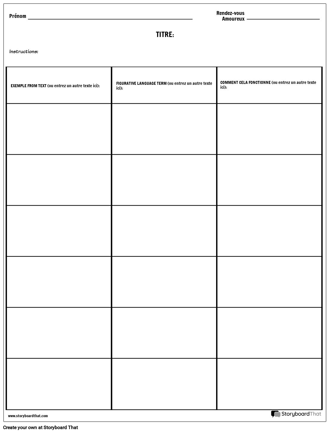 Tableau de Langage Figuré Storyboard par fr-examples