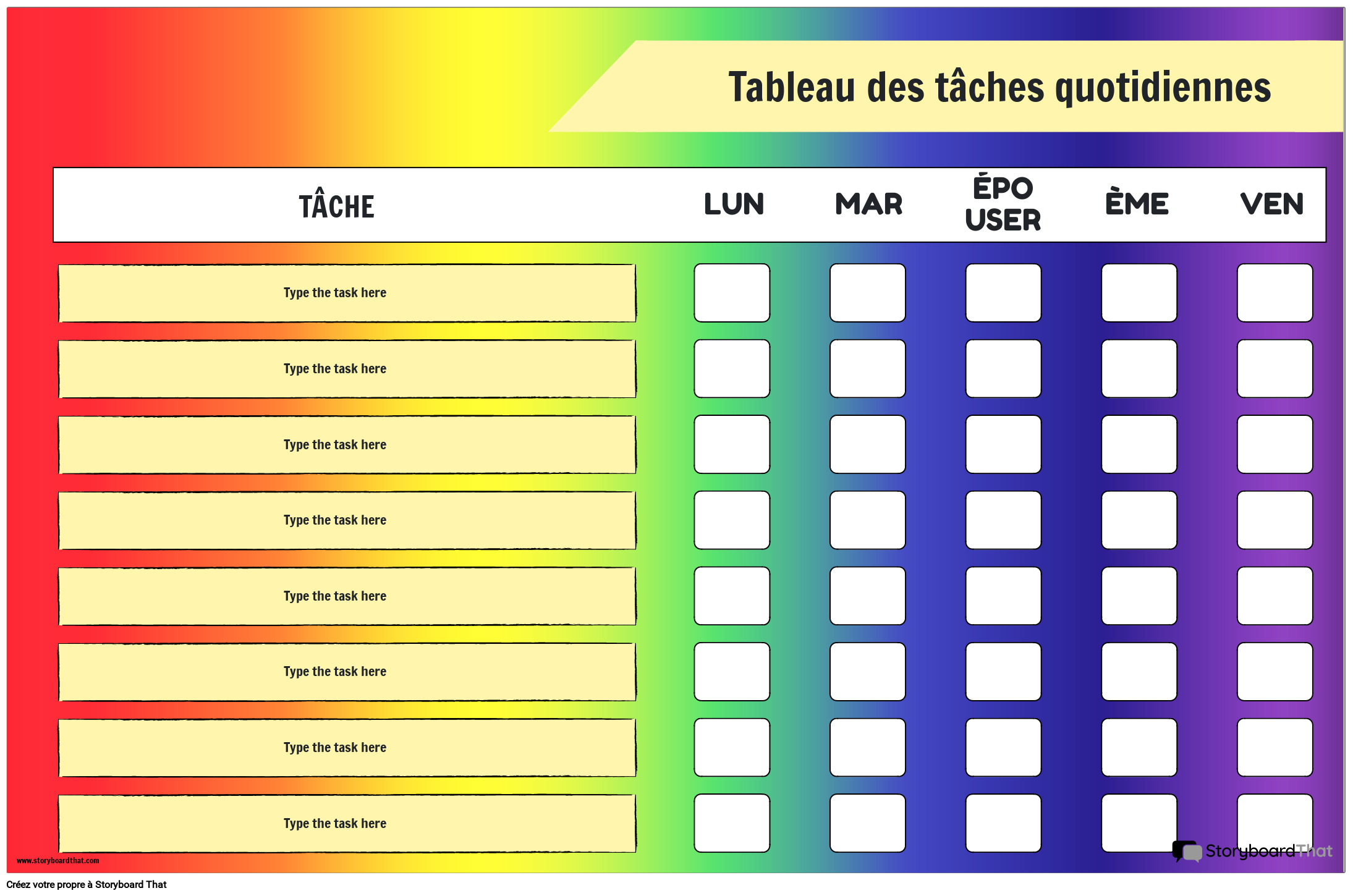Tableau des Tâches Quotidiennes Storyboard par fr-examples