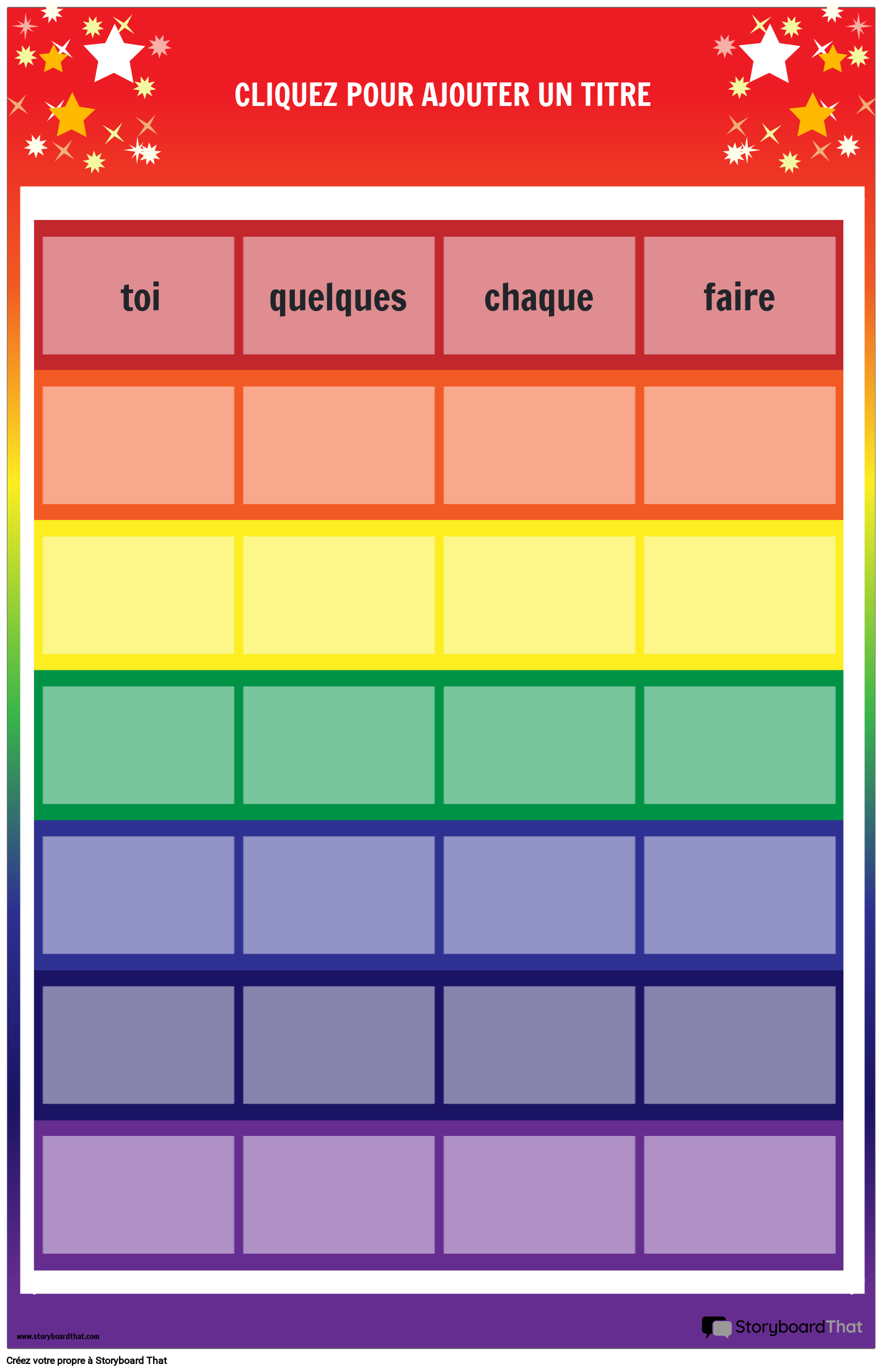 THÈME ARC-EN-CIEL - AFFICHE DE MOTS À VUE Storyboard