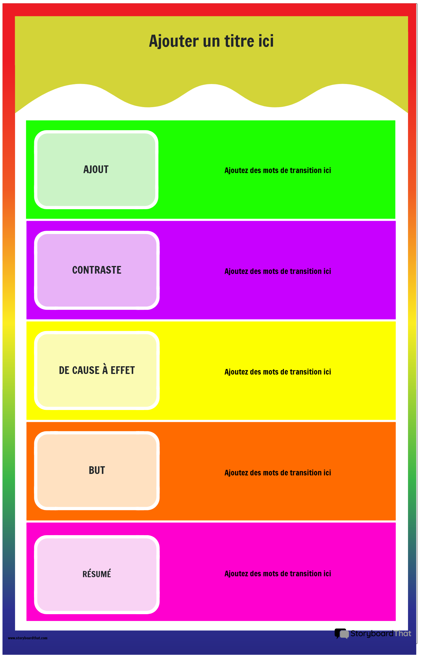 THÈME NÉON - AFFICHE DE MOTS DE TRANSITION Storyboard