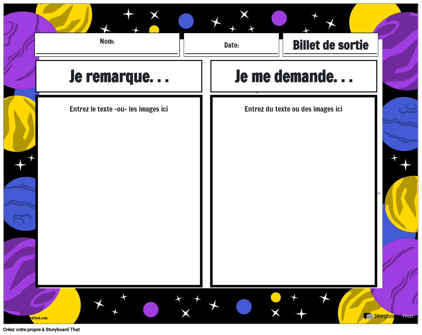 ticket de sortie planètes Storyboard av fr-examples