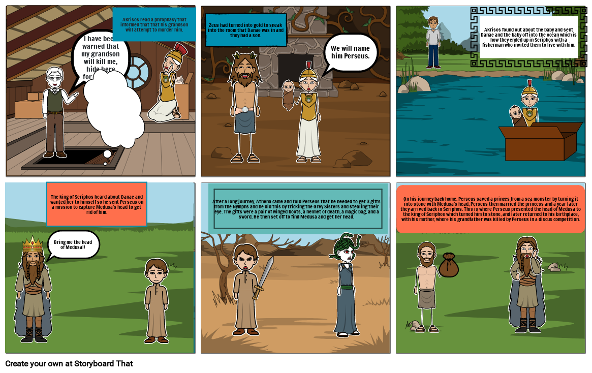 Modern retelling of perseus and medusa Storyboard