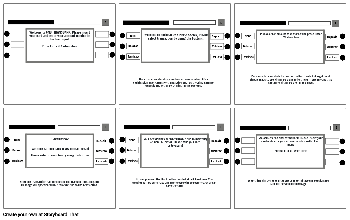How to use ATM machine Storyboard par hamzagatawa