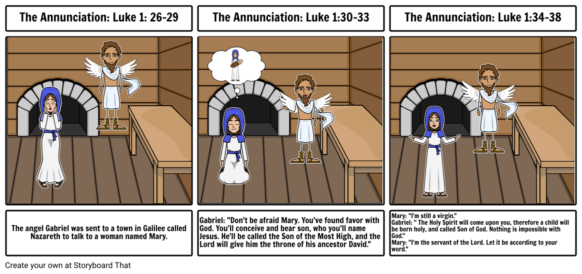 The Annunciation: Luke 26-38 Storyboard by hannahkaitlinmckaughan