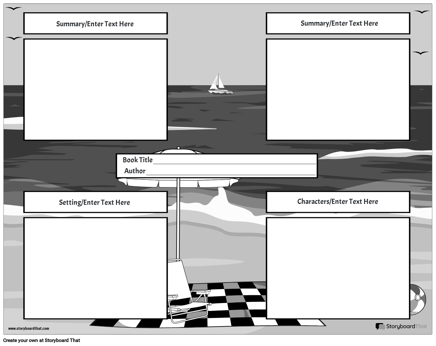 Book Report Planner Landscape BW 3 Storyboard Par He examples
