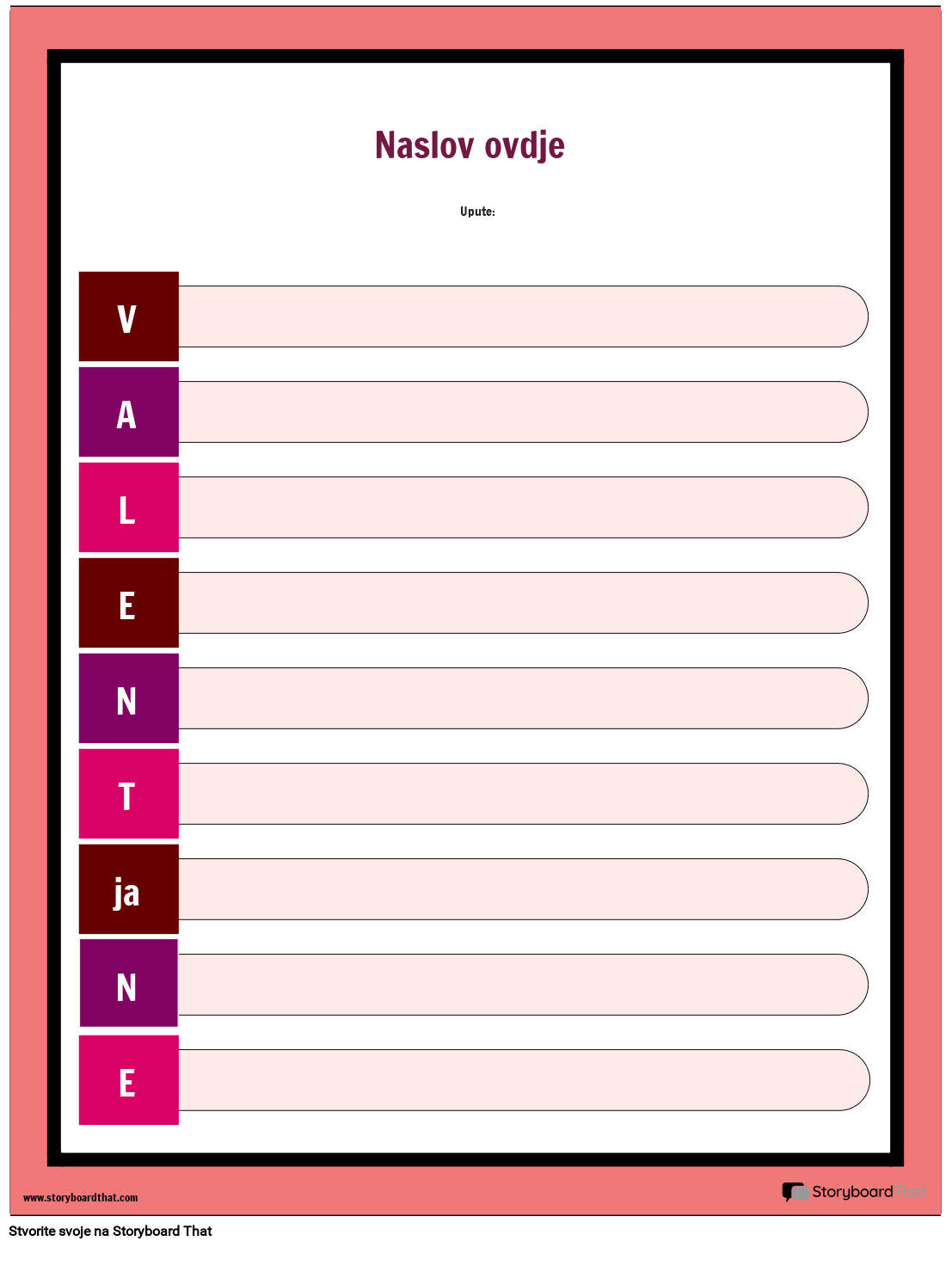 Akrostih za Valentinovo Storyboard by hr-examples