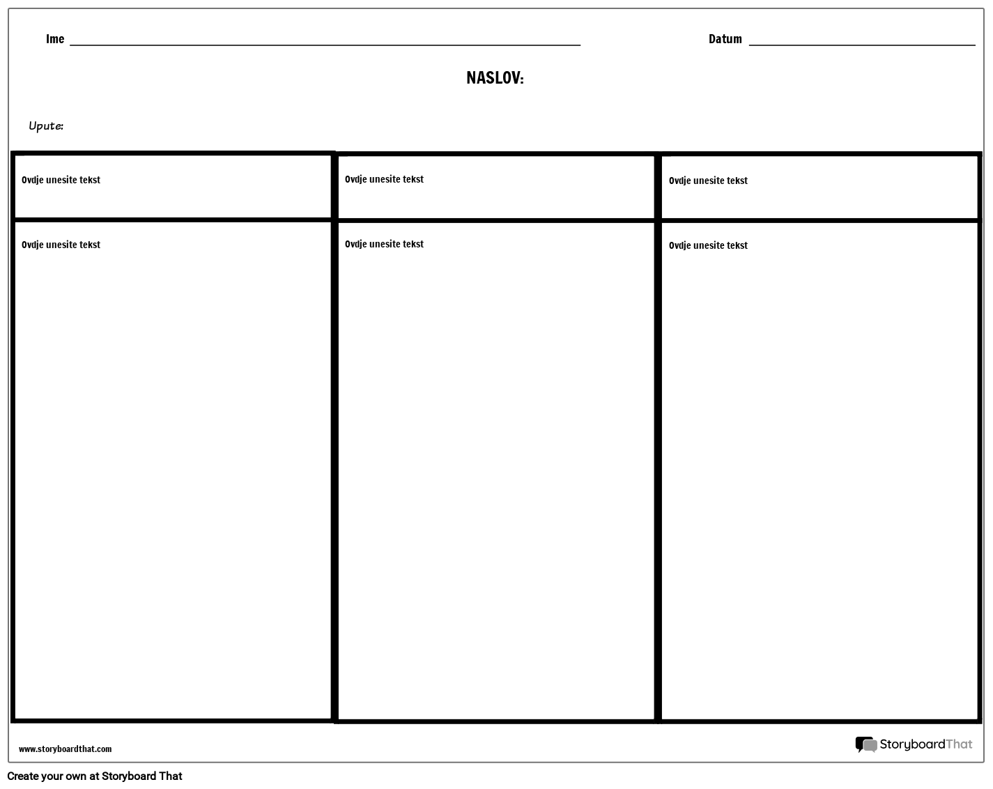 Bilješke s tri Stupca Nema Redaka Storyboard od Strane hr-examples
