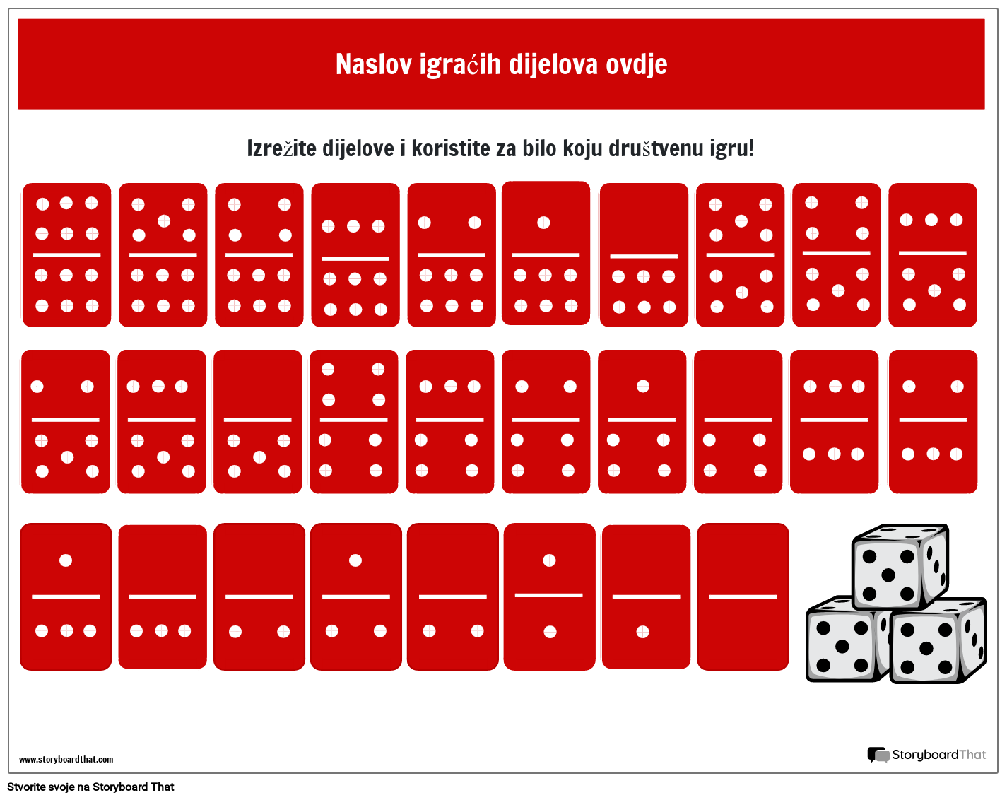 Dijelovi Igre Domino za Ispis Storyboard por hr-examples
