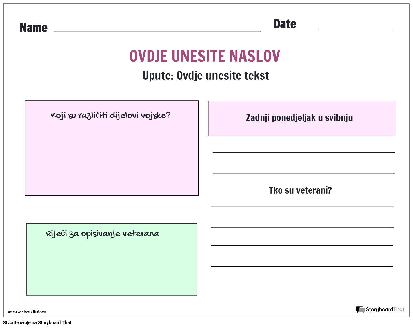 Informativni list za Dan sjećanja Storyboard af hr-examples