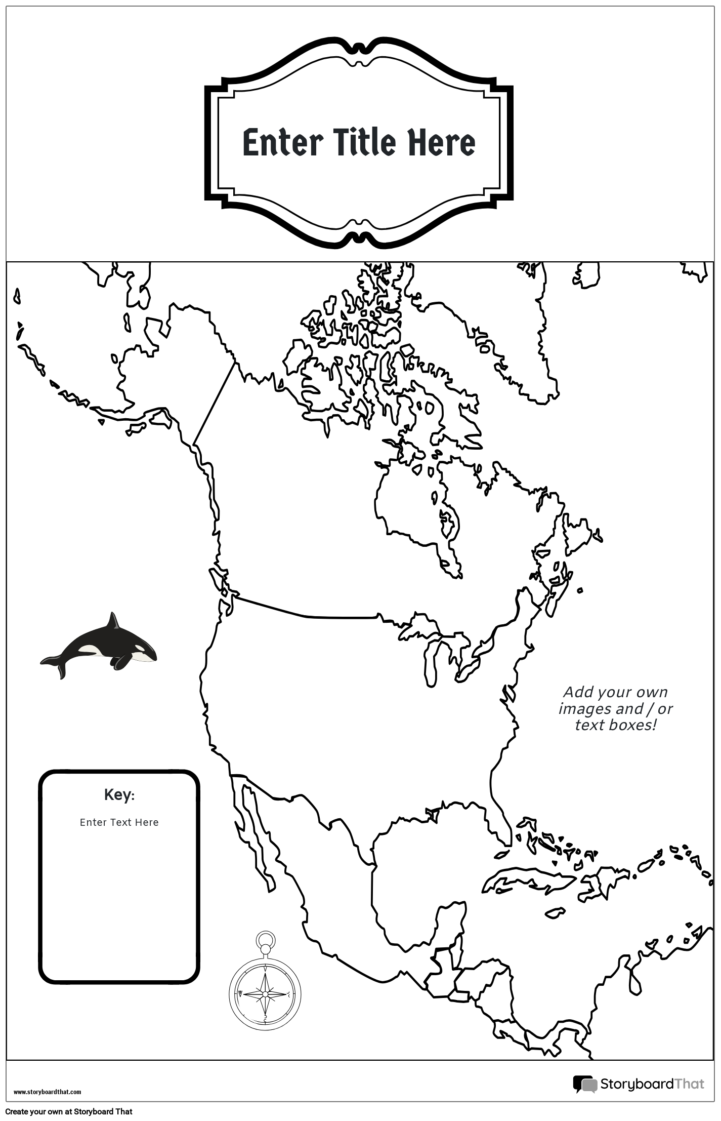 Karta Poster 39 BW Portret Sjeverna i Srednja Amerika