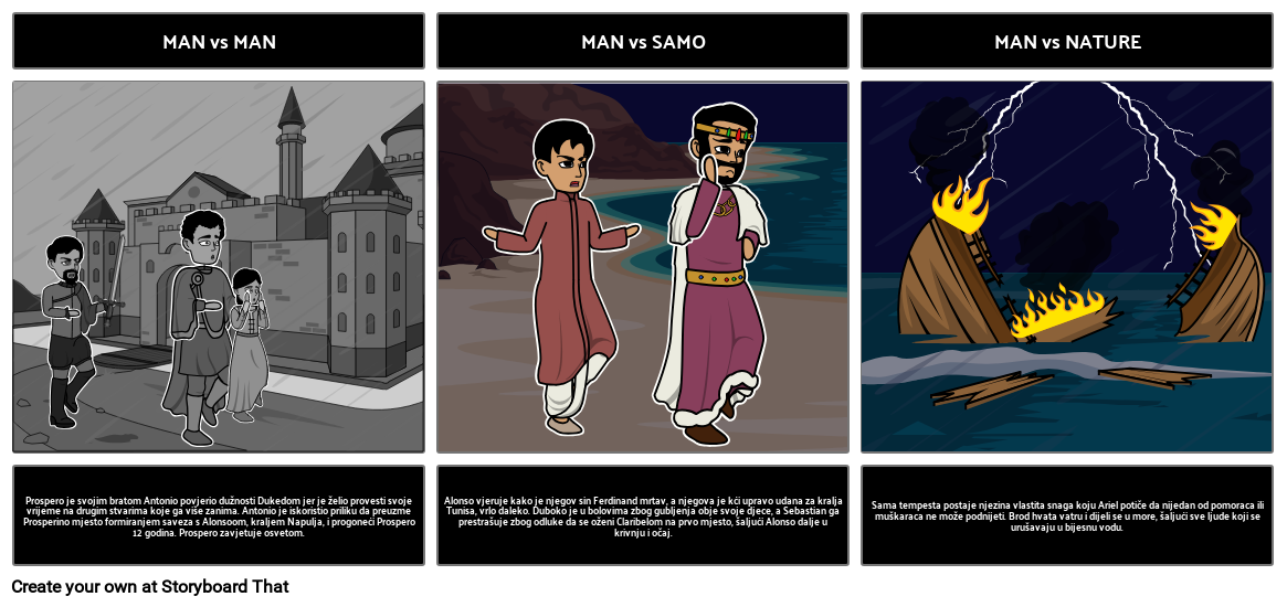 Književni Sukob u Tempestu Storyboard ידי hr-examples