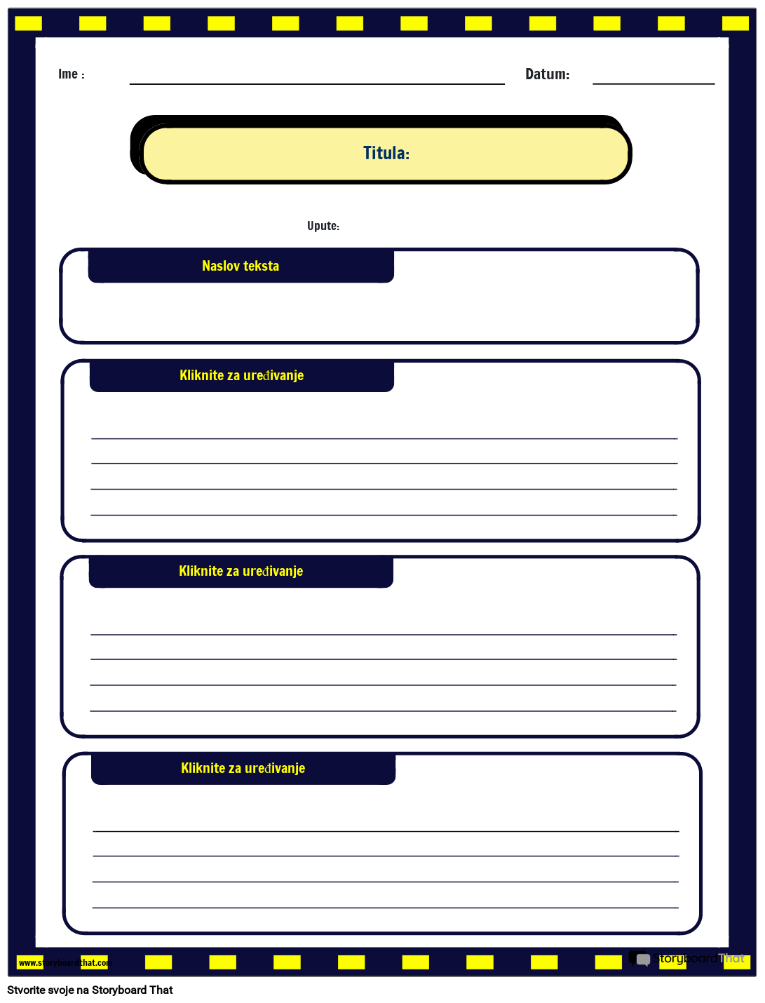 Koja je Tema? - Radni List Storyboard por hr-examples