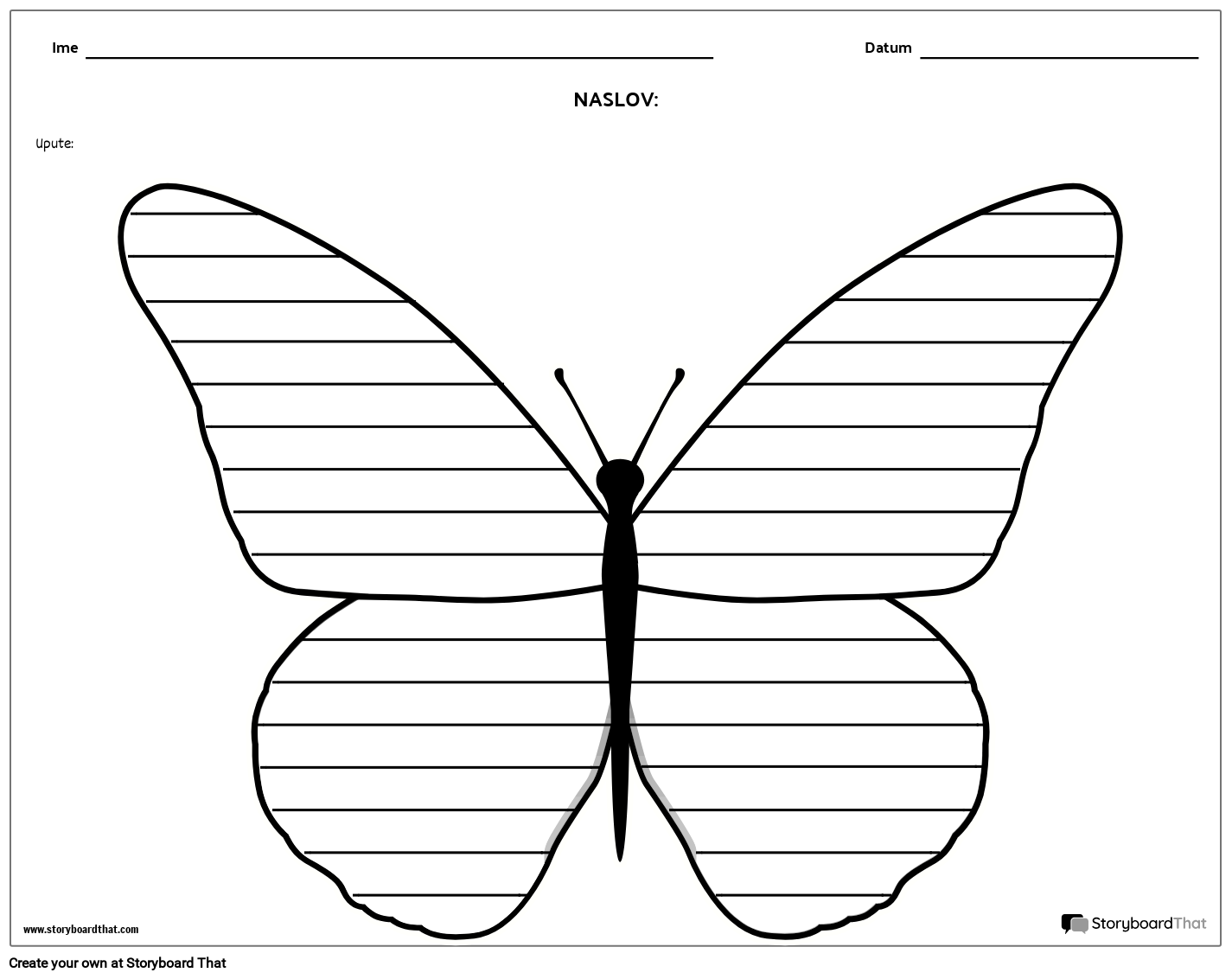 Kreativno Pisanje - Leptir Storyboard by hr-examples