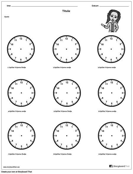 Custom Telling Time Worksheets | Radni Listovi Sata