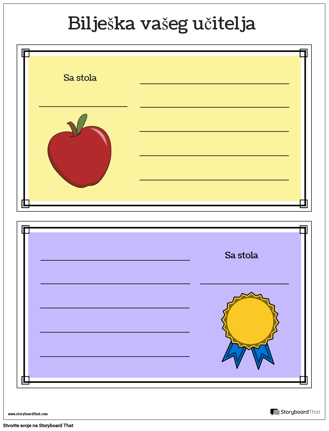 Nova Stranica za Izradu Predloška za Bilješke Nastavnika 1