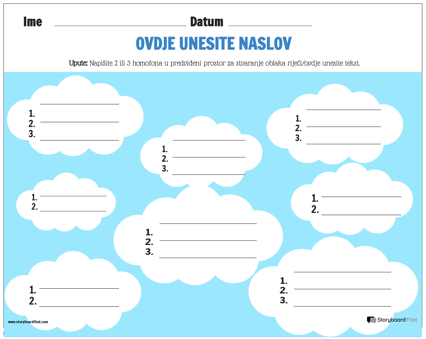 Oblaci Riječi Homofona Storyboard por hr-examples