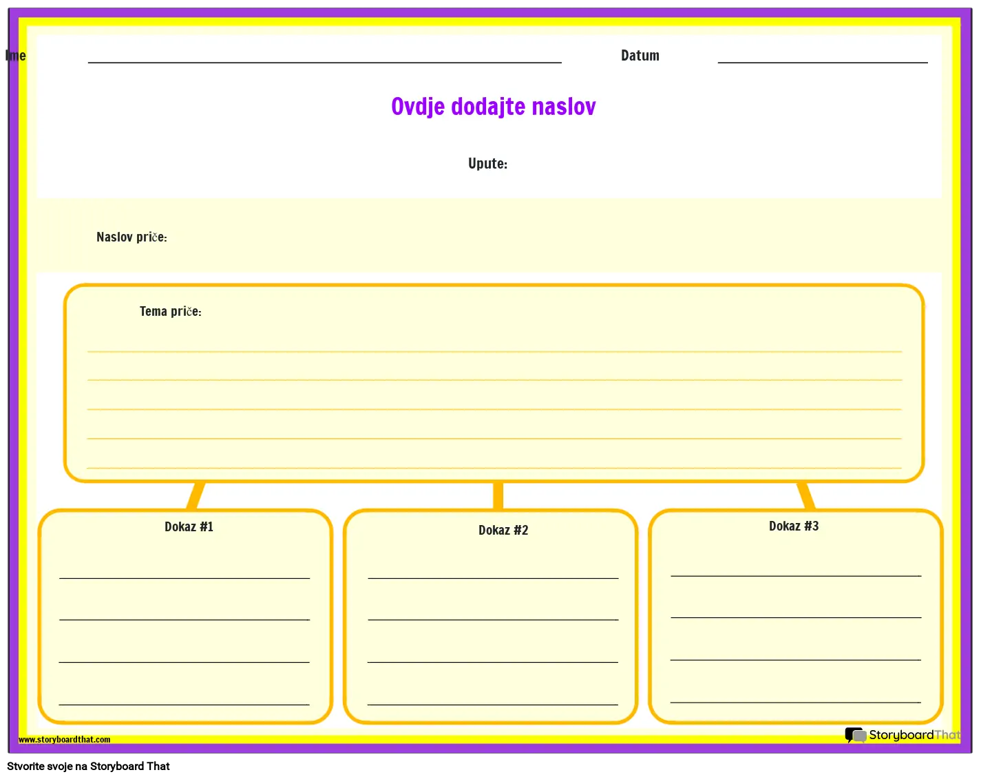 Pisanje Dokaza Teme - Radni List Storyboard od Strane hr-examples