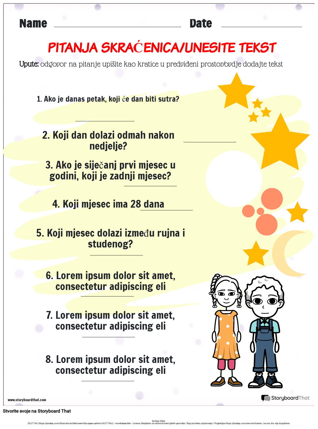 Pitanja za Kratice Storyboard by hr-examples