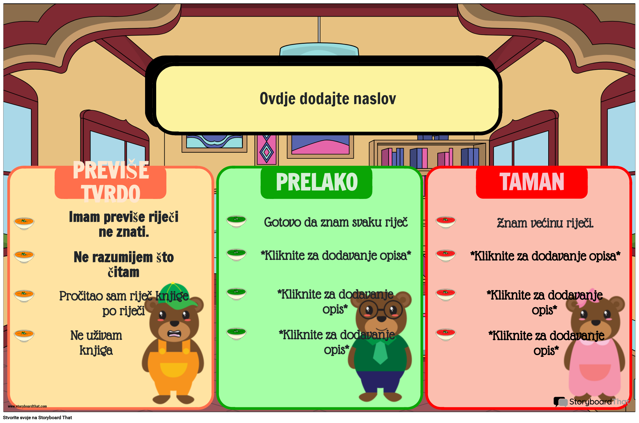 Poster Just Right Books - Zlatokosa pravilo Storyboard