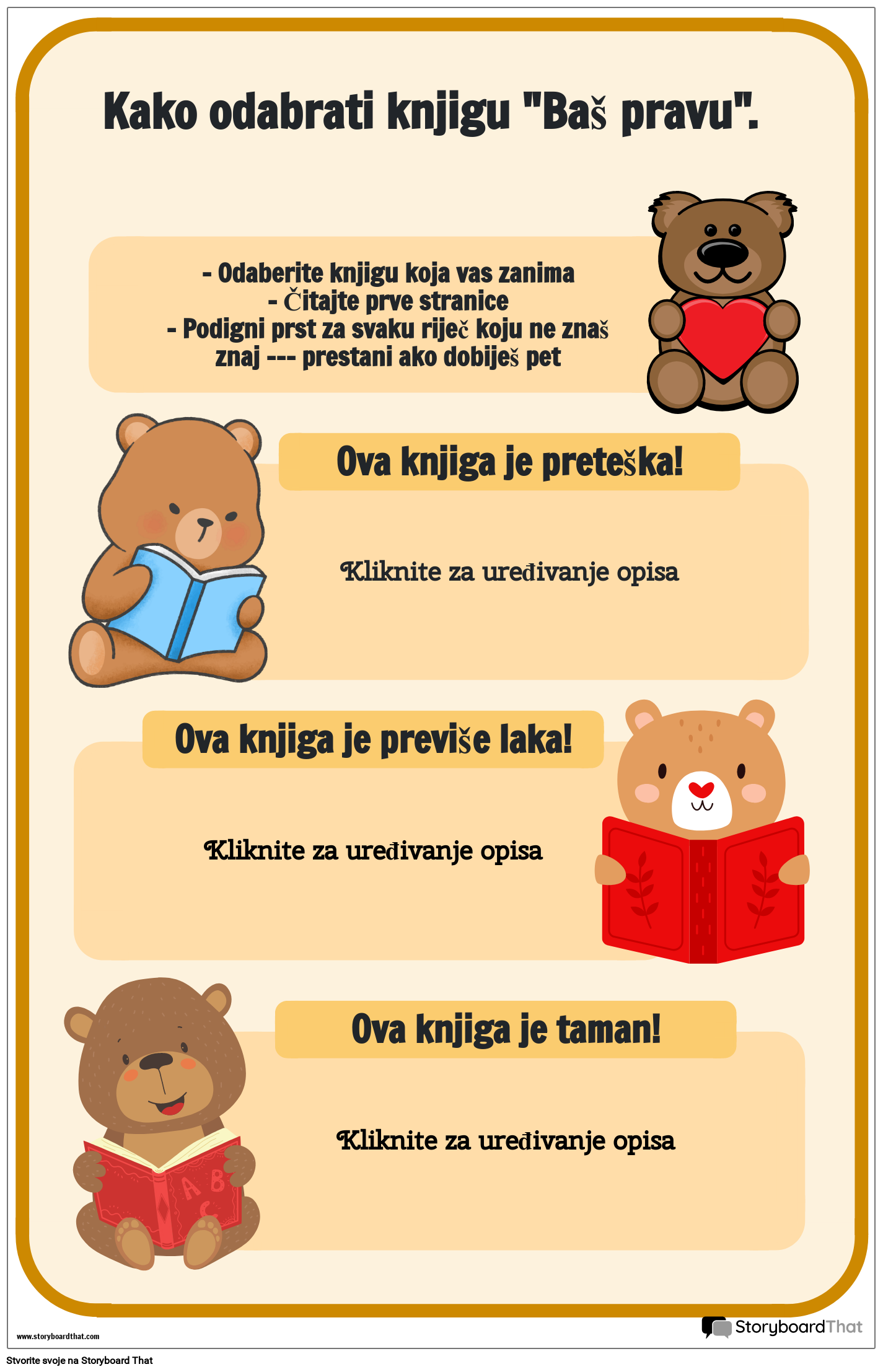 Poster za Knjigu Baš Pravo s Temom Medvjeda Storyboard