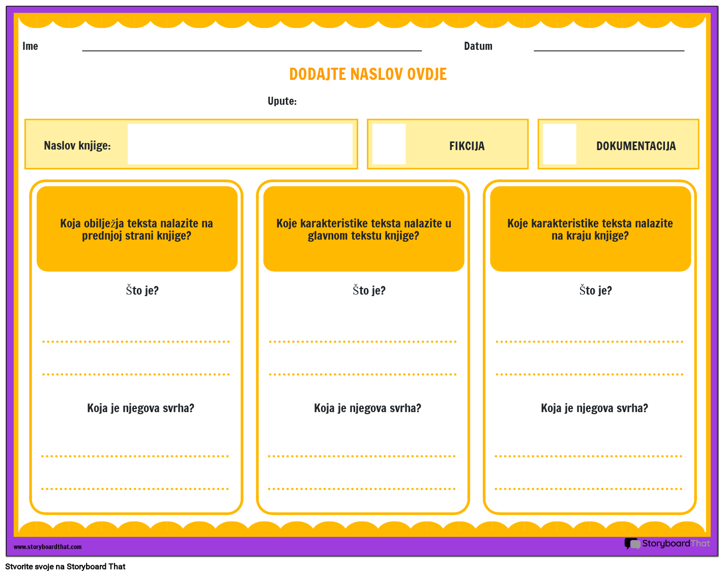 Praćenje Tragova - Radni List Značajki Teksta