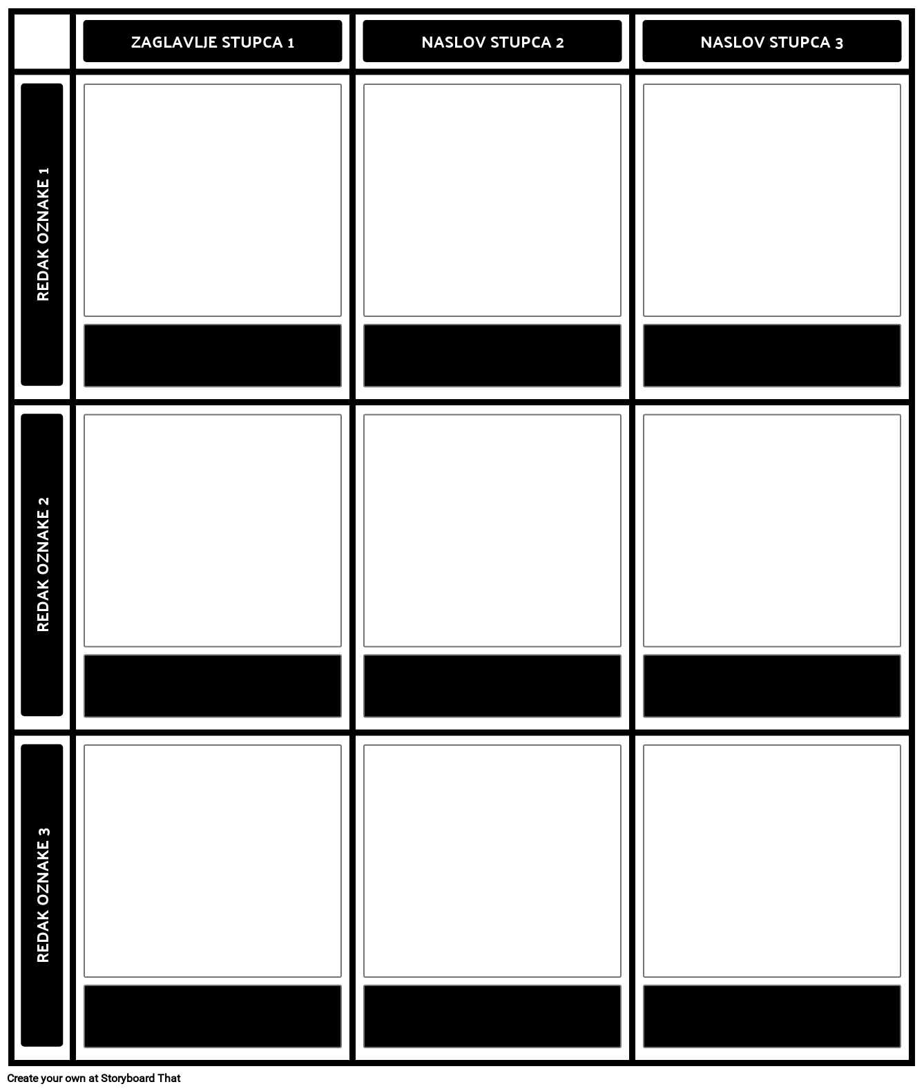 Predložak Grafikona 3x3 Storyboard por hr-examples