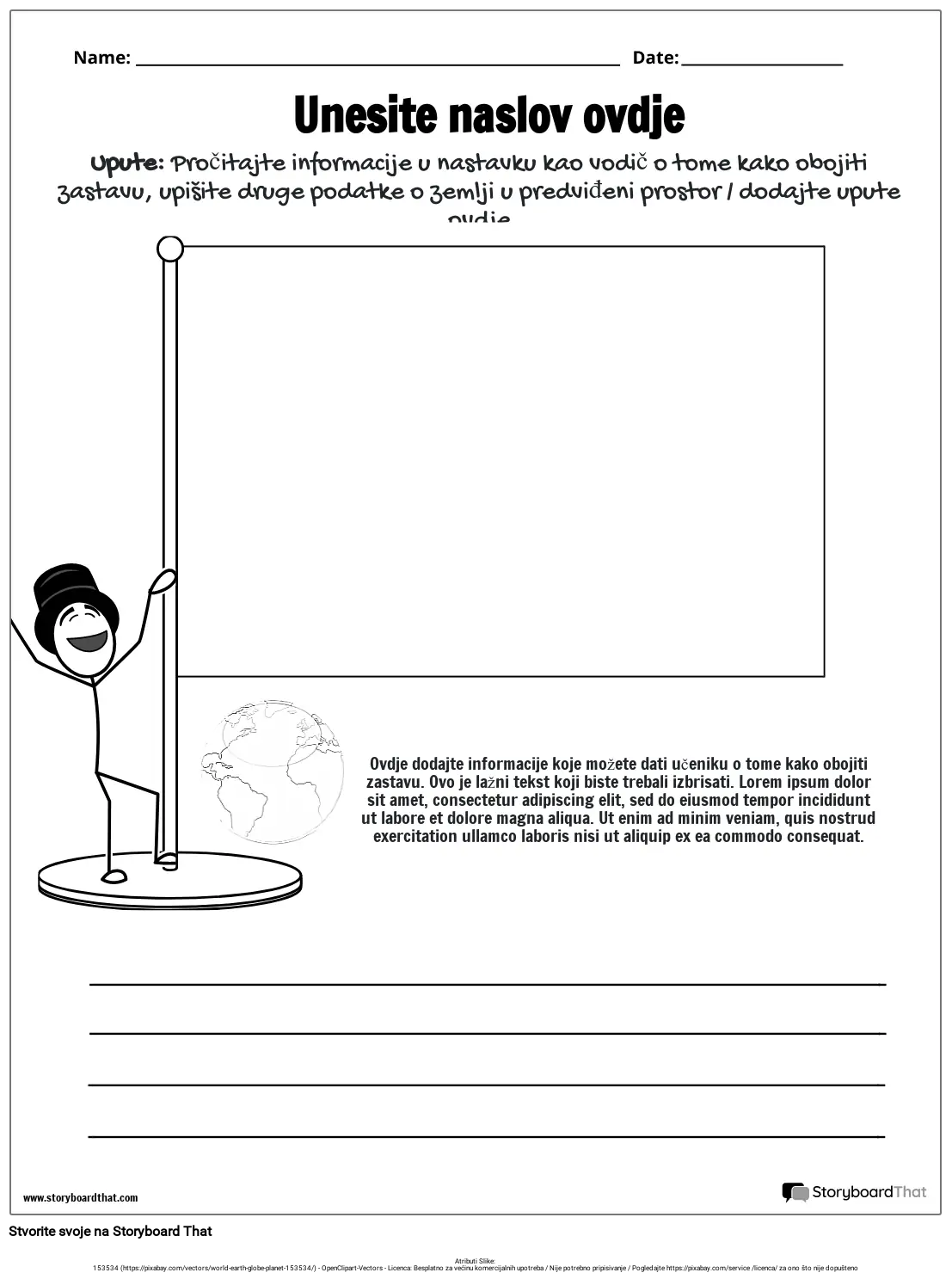 Predložak informacija o zastavi države Storyboard