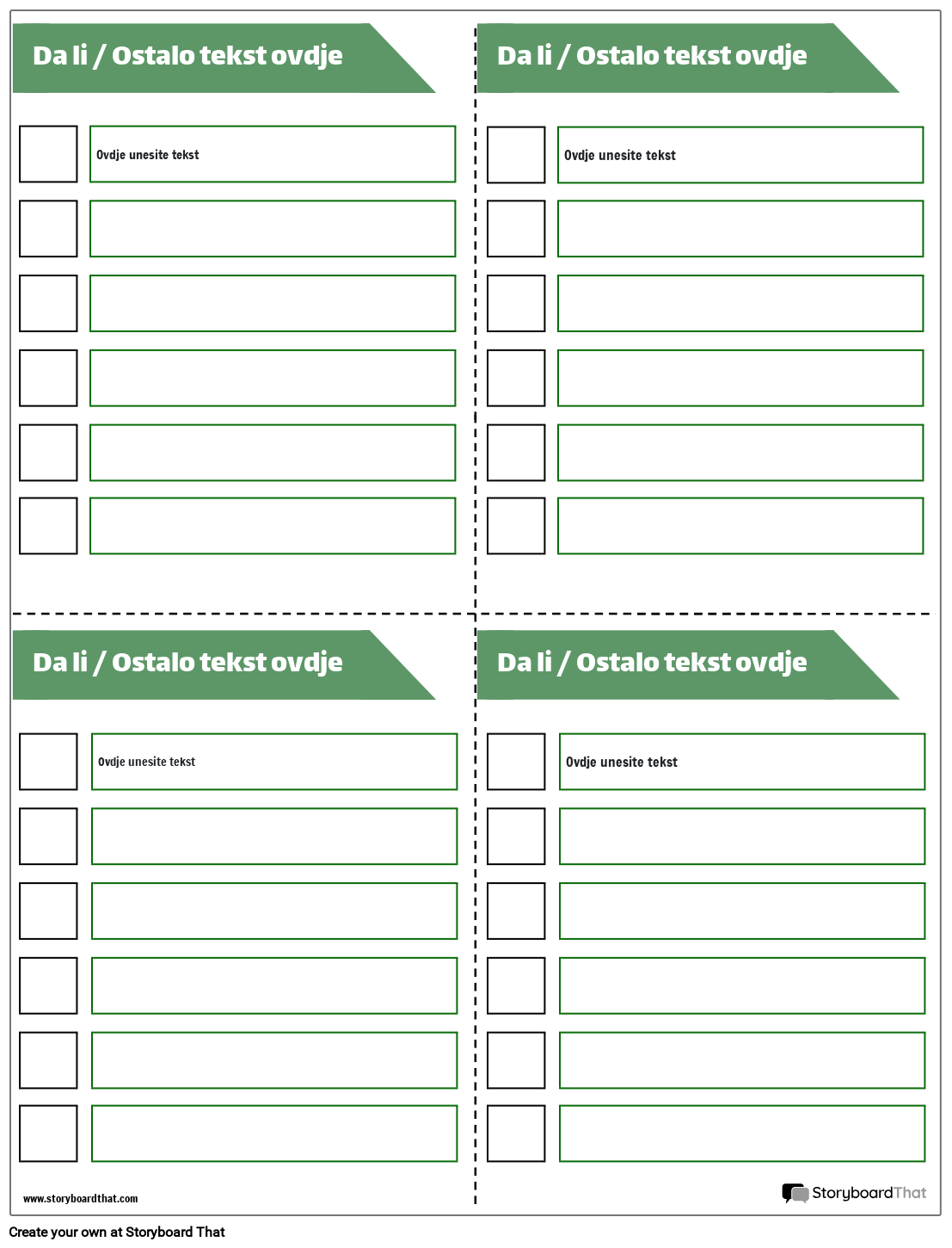 Predložak Kontrolnog Popisa 6 Storyboard od Strane hr-examples
