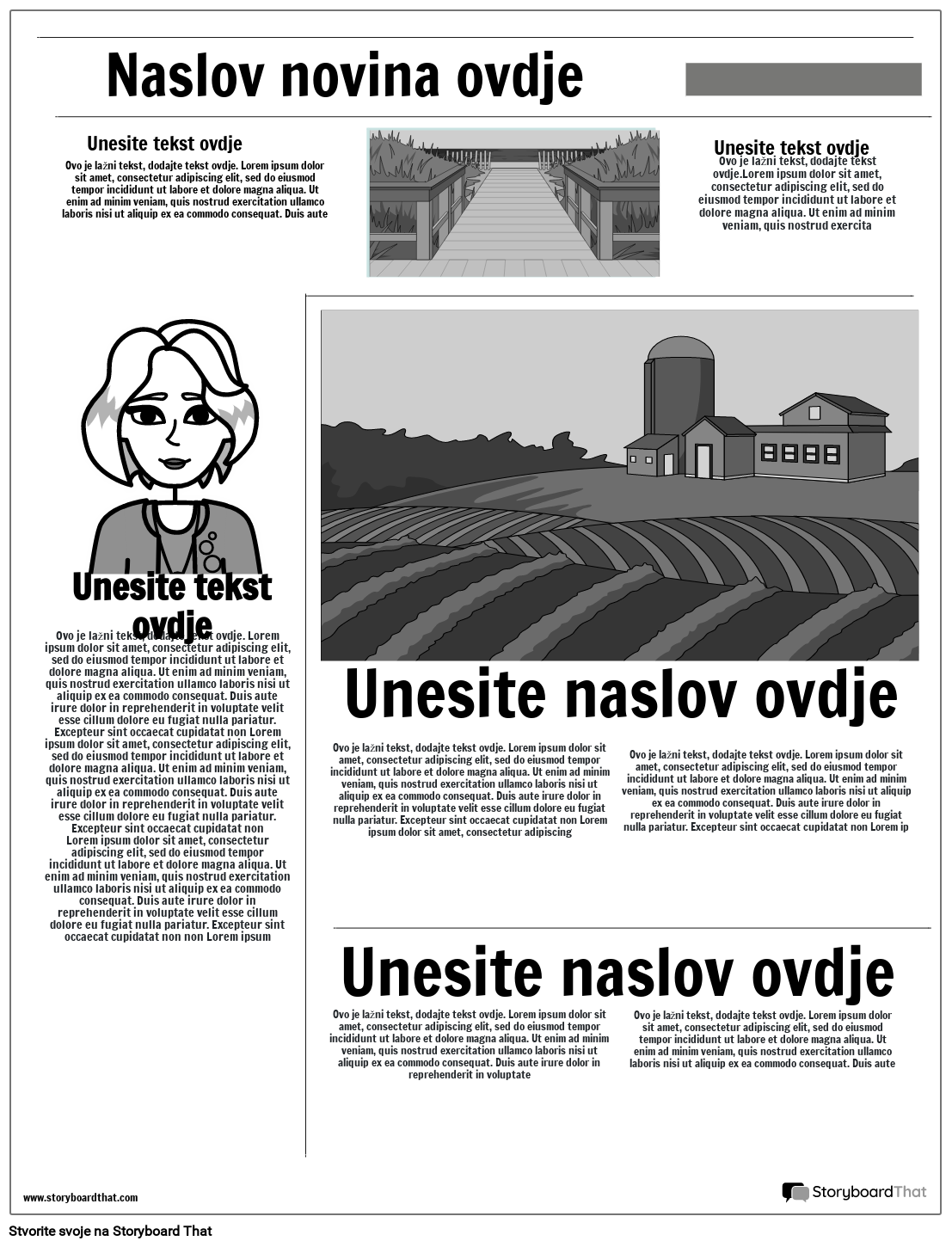 Predložak zabavnih novina Sivi Storyboard par hr-examples