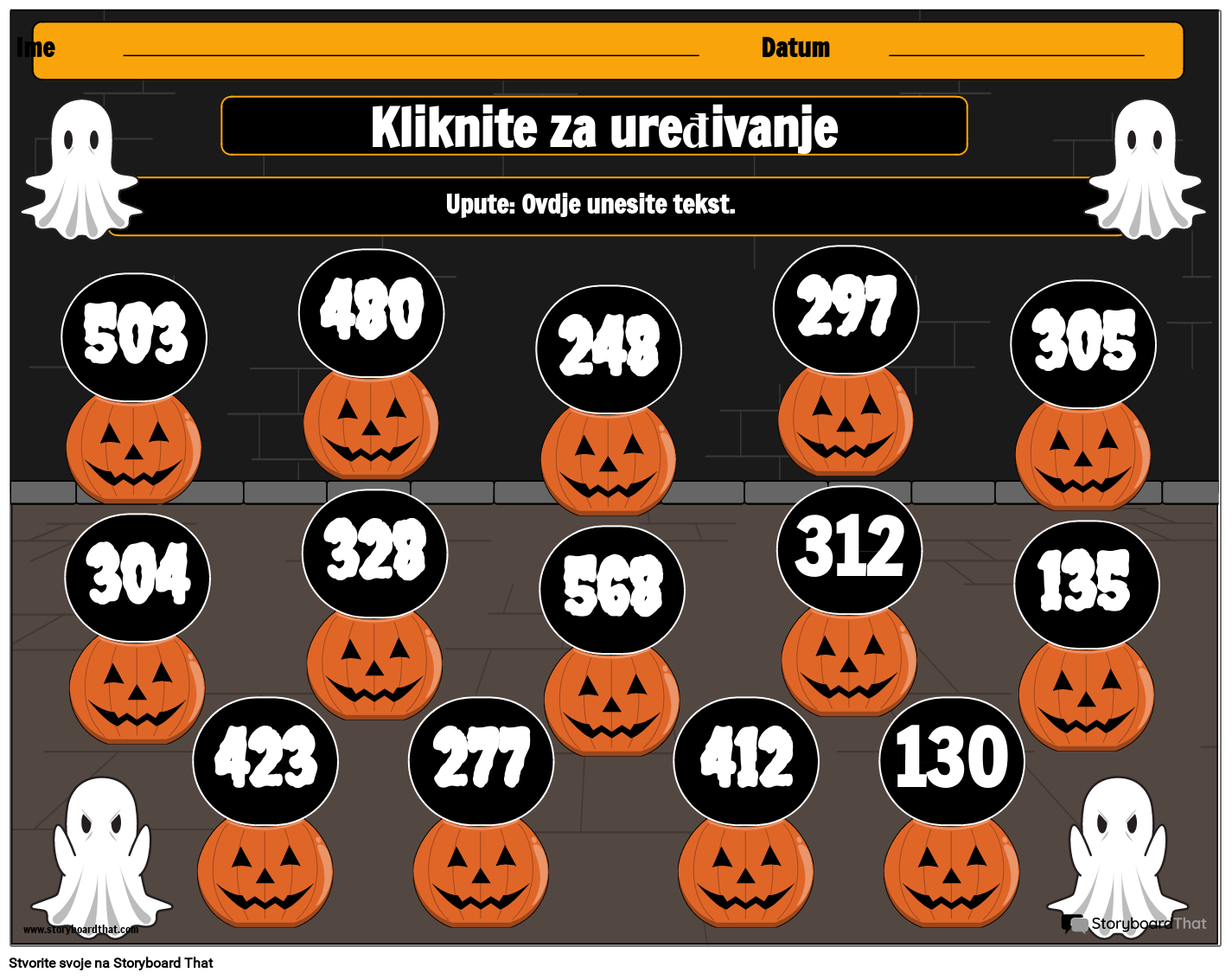 Primjer Radnog Lista za Parne i Neparne Brojeve Bundeve