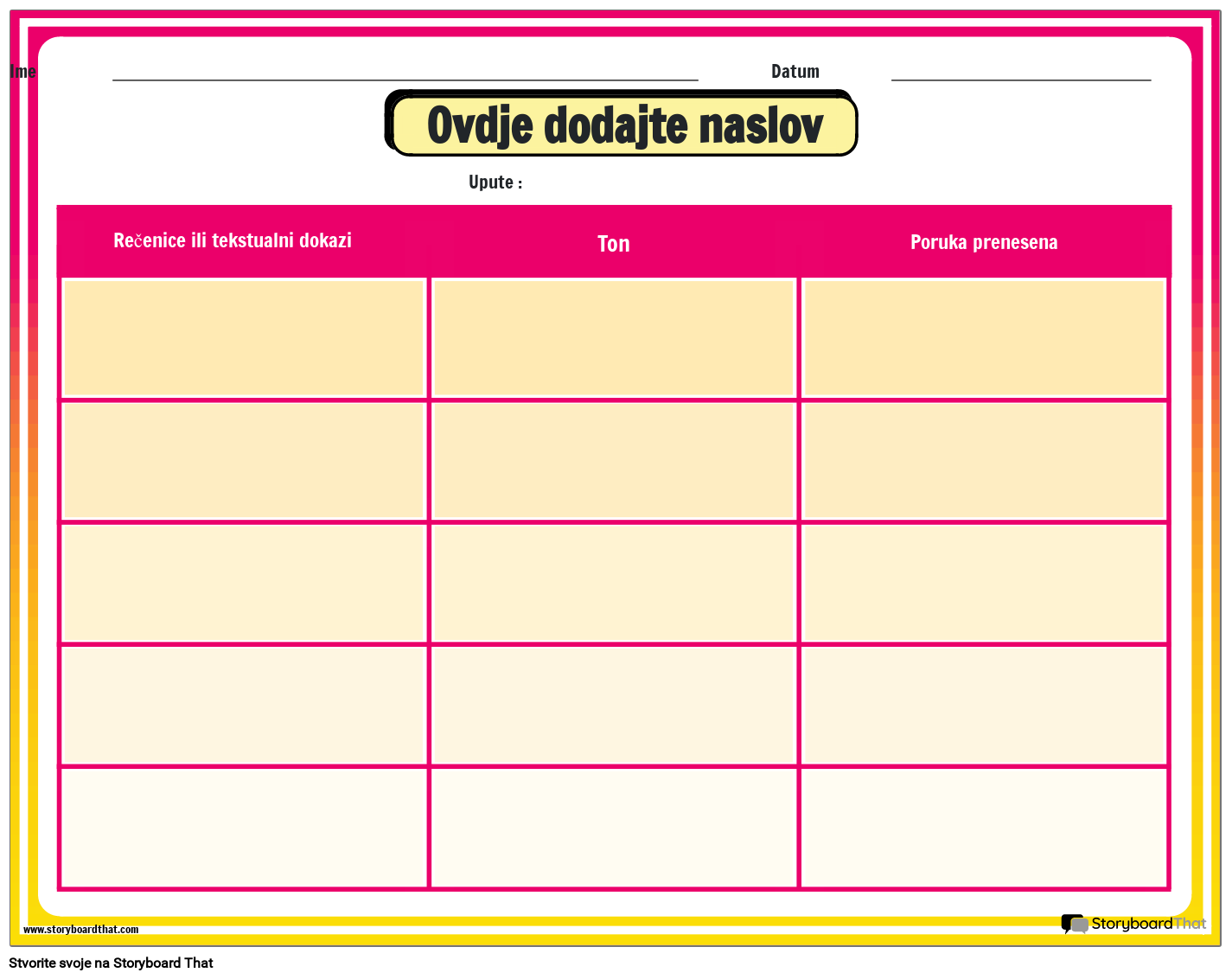 Radni List Autorskog Tona Storyboard af hr-examples