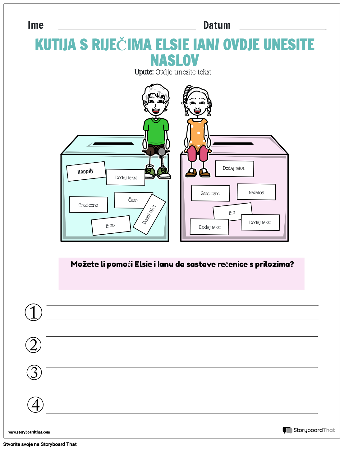 Radni list banke priloga riječi Storyboard by hr-examples