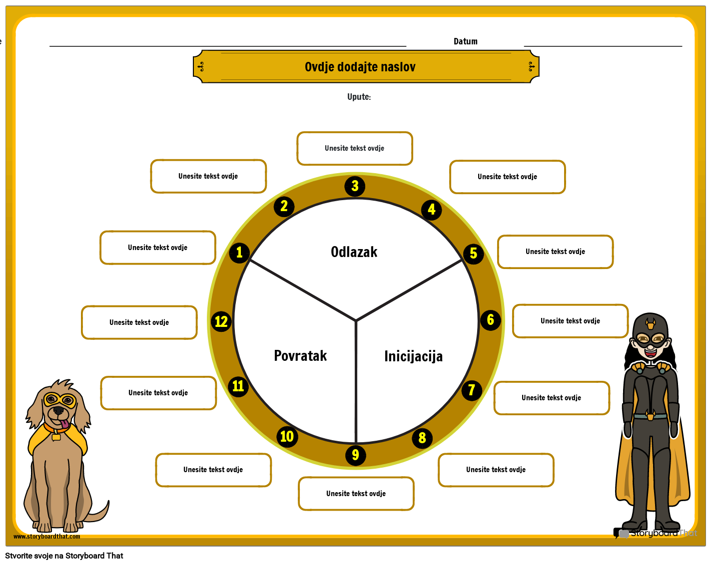 Radni List Herojevo Putovanje Storyboard By Hr Examples