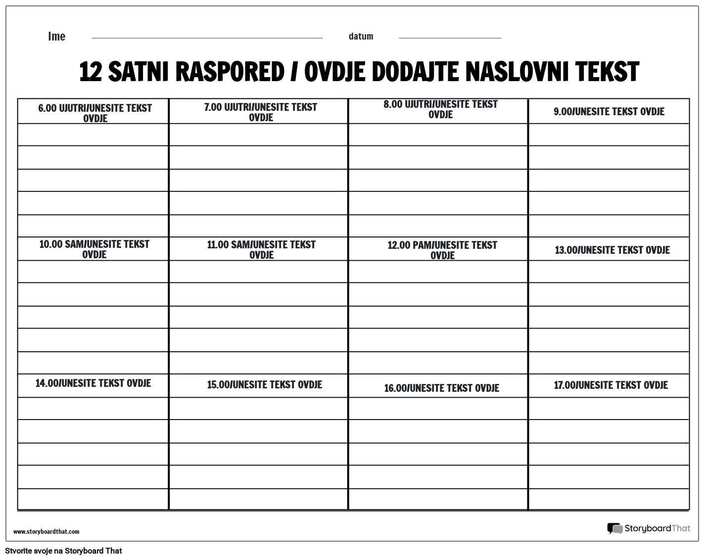 Radni list pejzažne tablice Storyboard by hr-examples