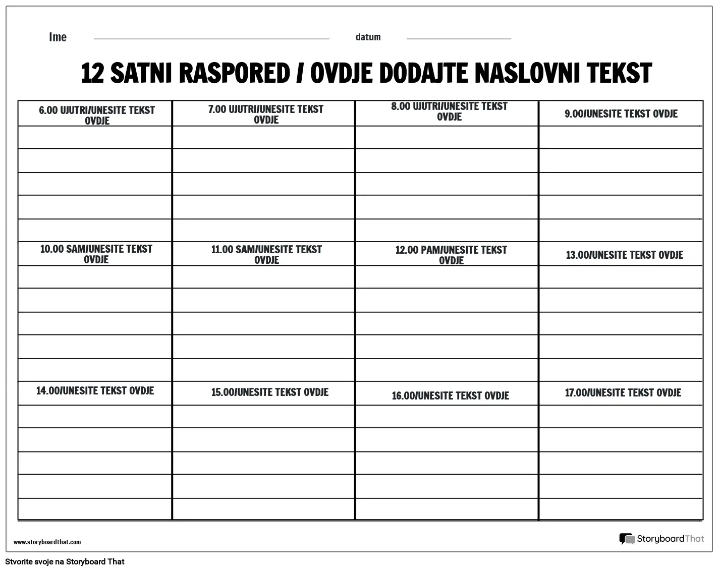 Radni list pejzažne tablice Storyboard od Strane hr-examples
