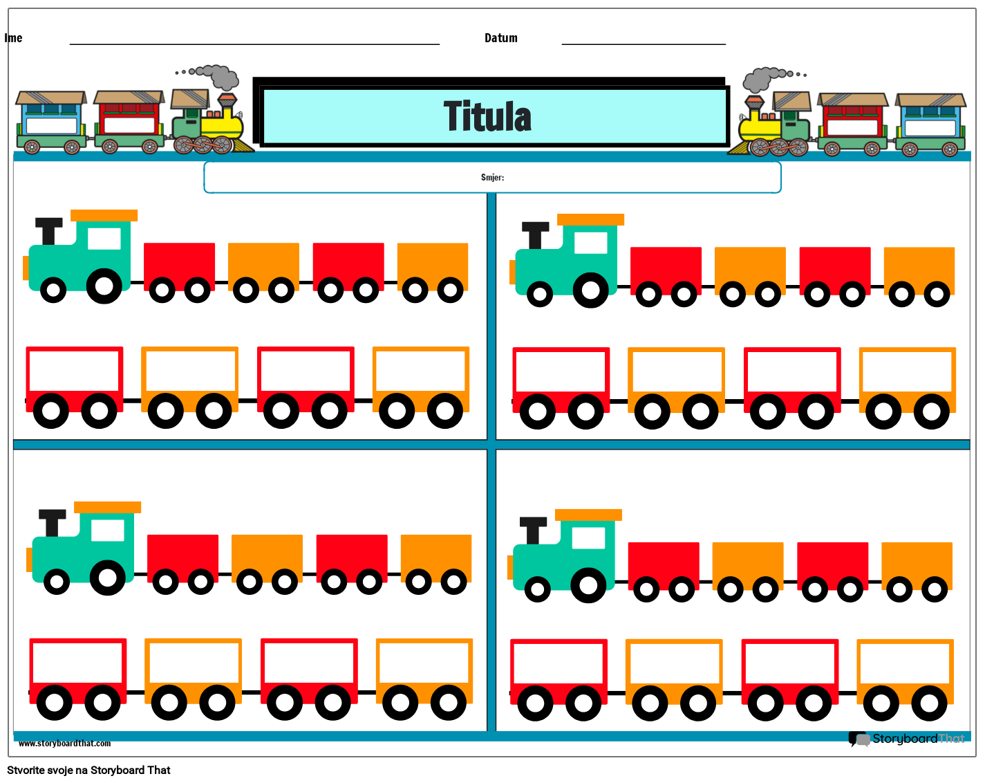 Radni List s Narudžbenim Brojevima za Ispis na Temu Vlaka
