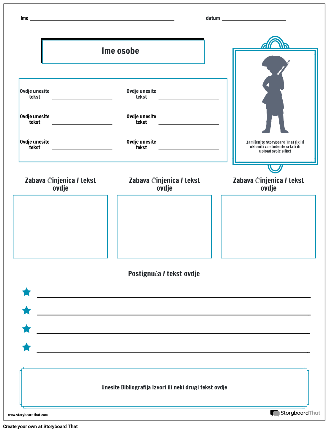 Radni List za Biografiju 9 Storyboard por hr-examples