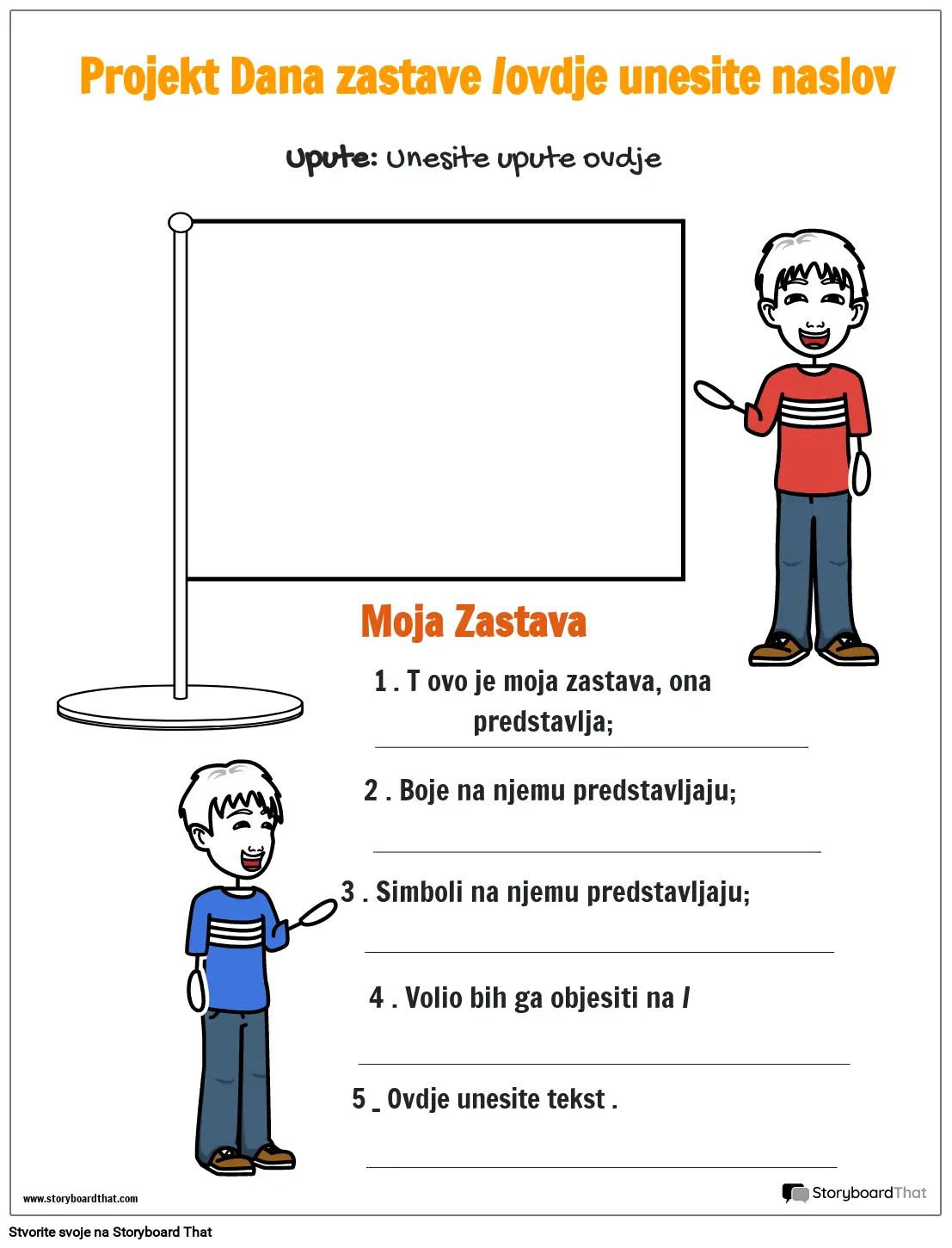 Radni list za dan zastave Storyboard par hr-examples