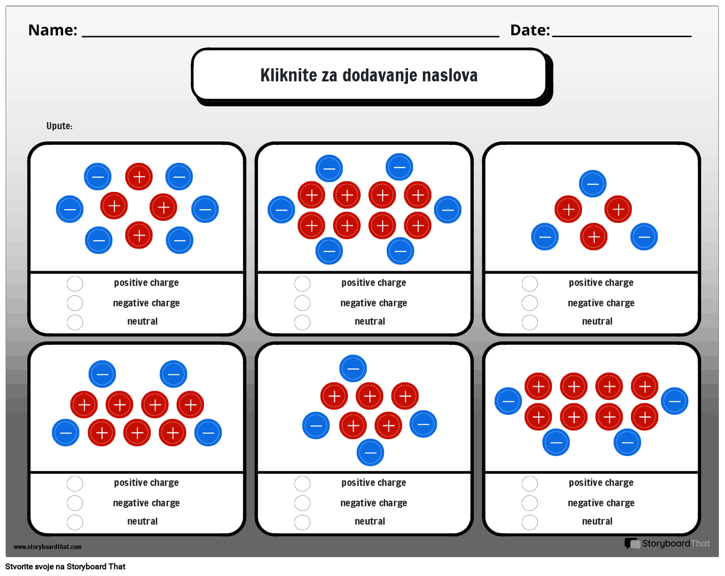 Radni List za Električne Naboje Storyboard by hr-examples