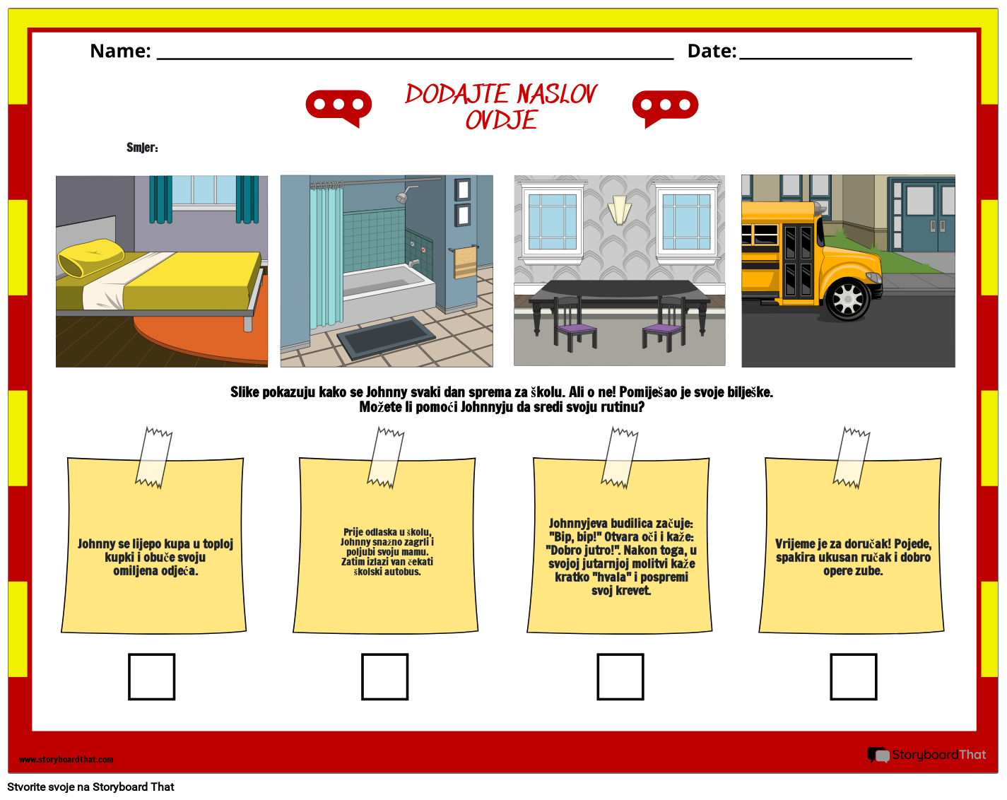 Radni List za niz Kratkih Priča Storyboard af hr-examples